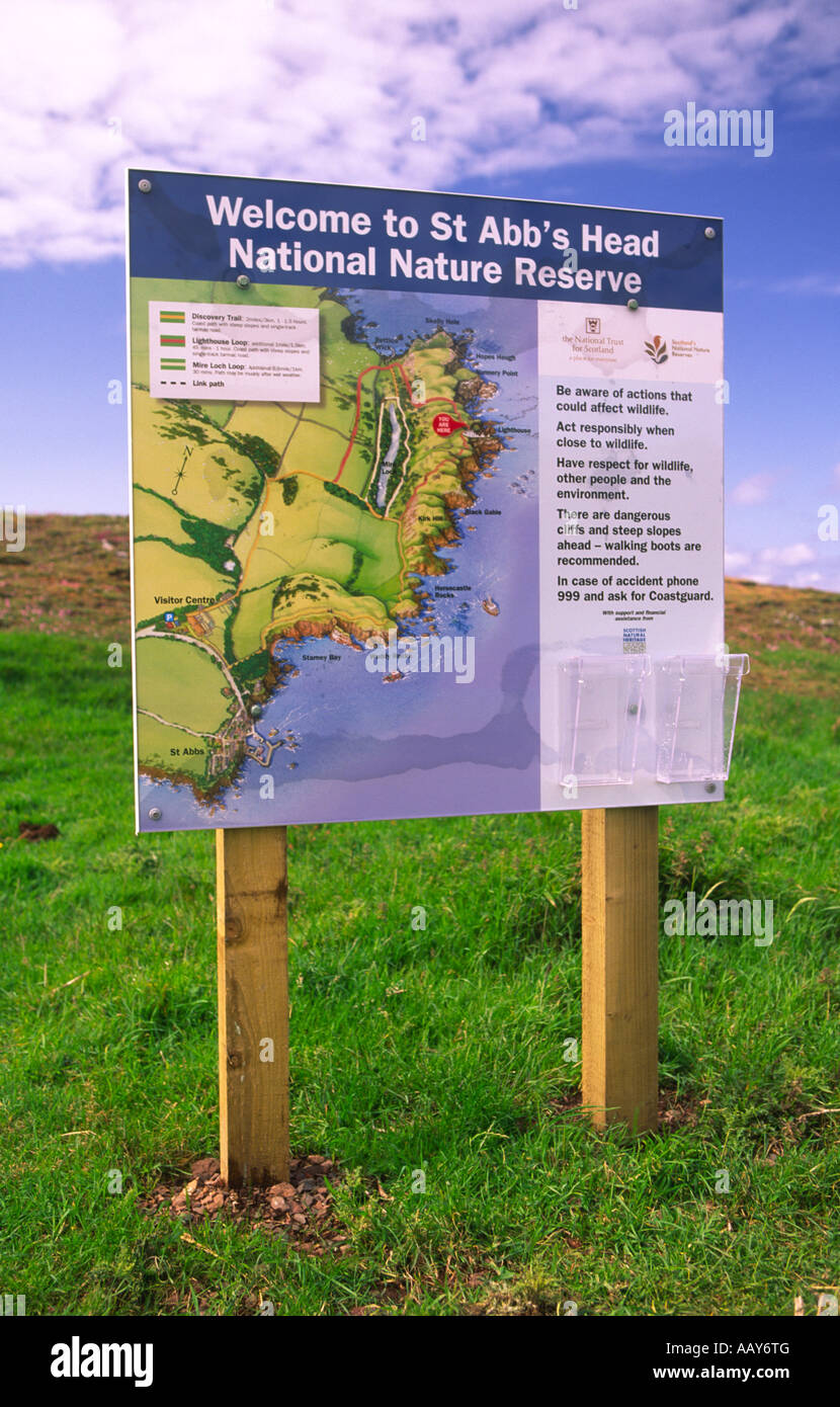 Signs and information boards at St Abbs Head nature reserve on the ...