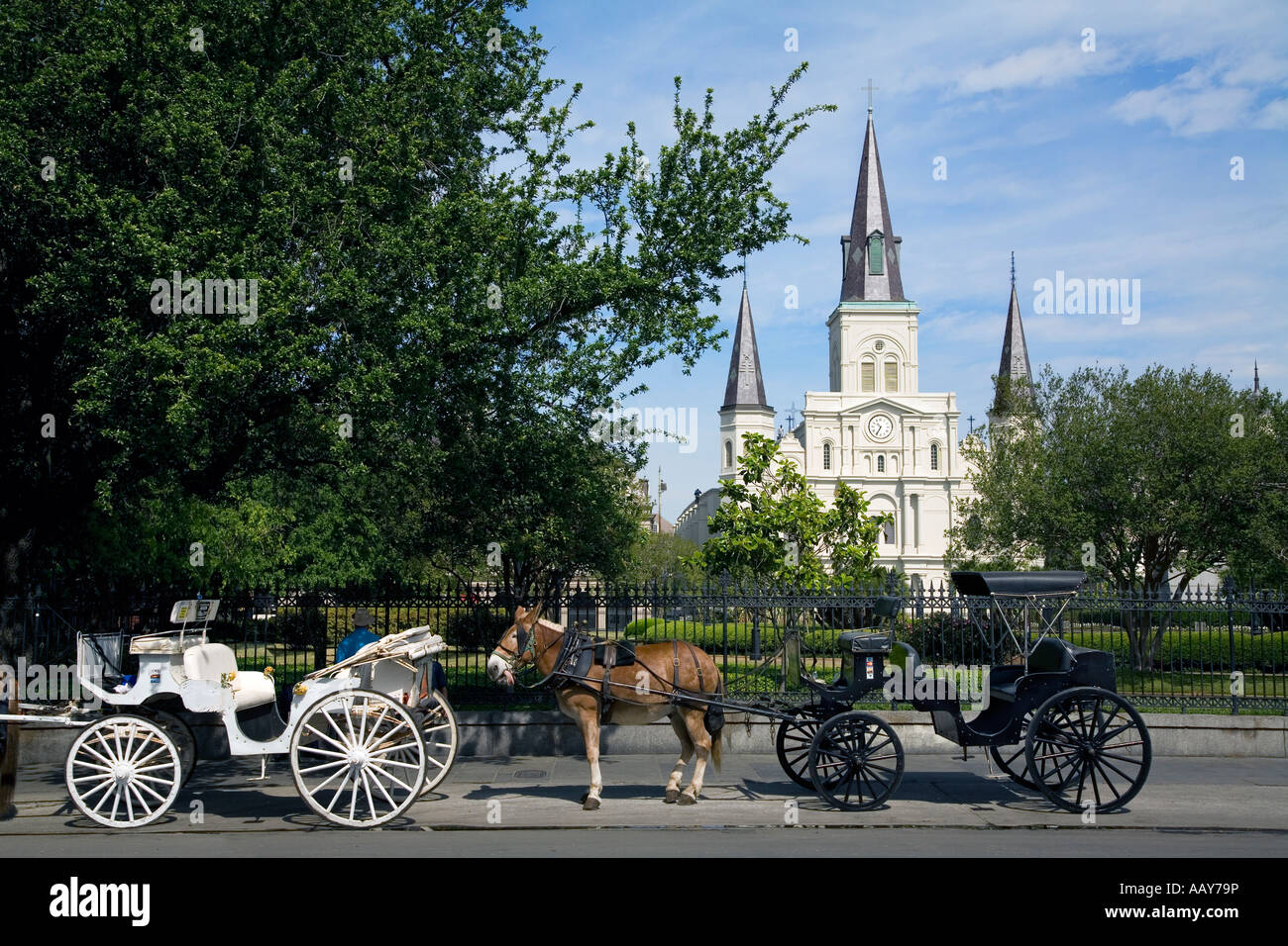 Horse and carriage in front of St. Louis Cathedral Jackson Square St ...