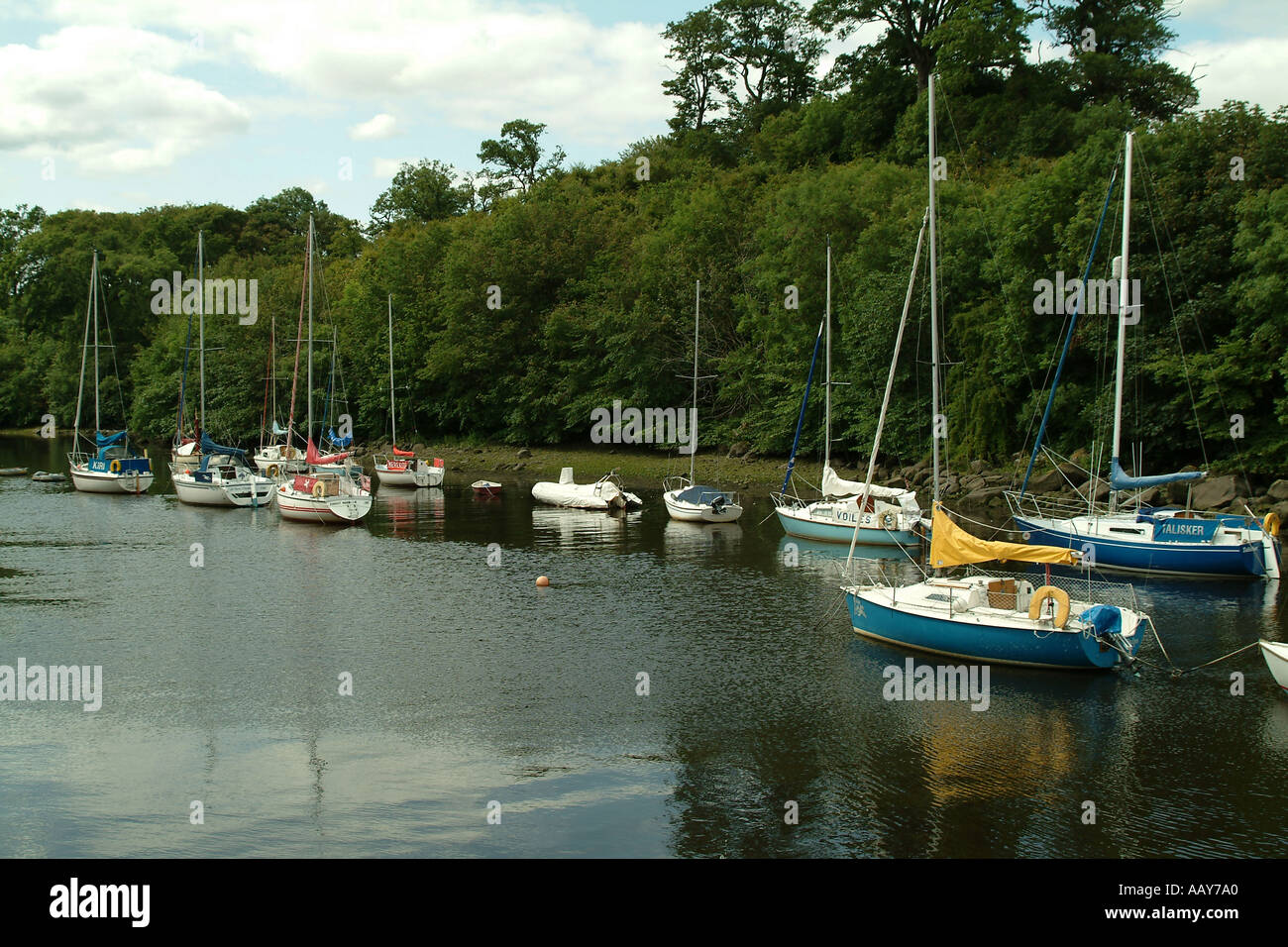 Yachts and pleasure craft on the River Almond Cramond Scotland Stock ...