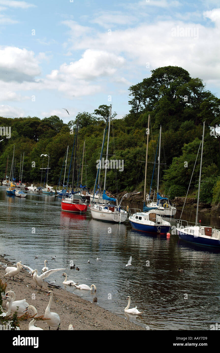 Yachts and pleasure craft on the River Almond Cramond Scotland Stock ...
