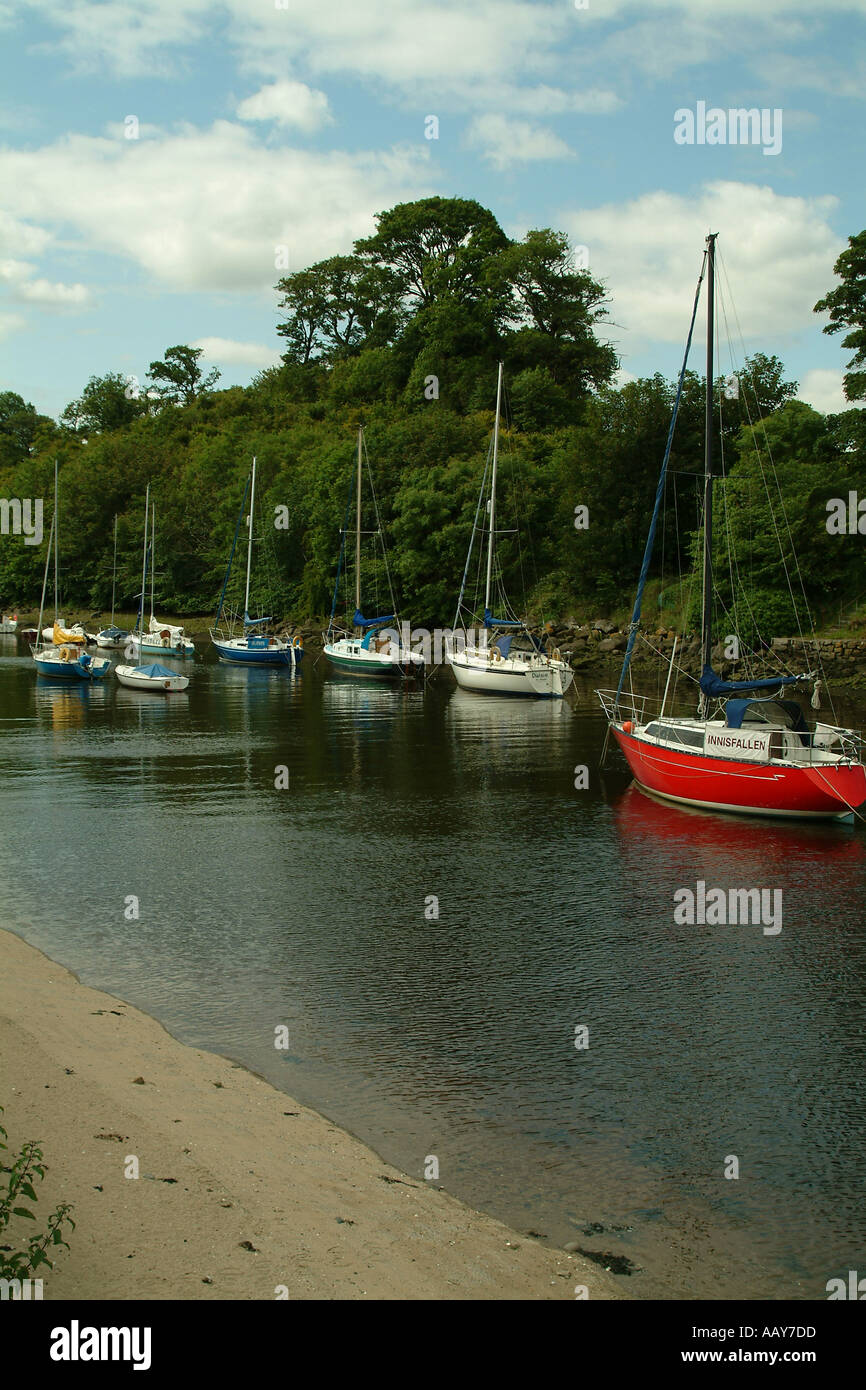 Yachts and pleasure craft on the River Almond Cramond Scotland Stock ...