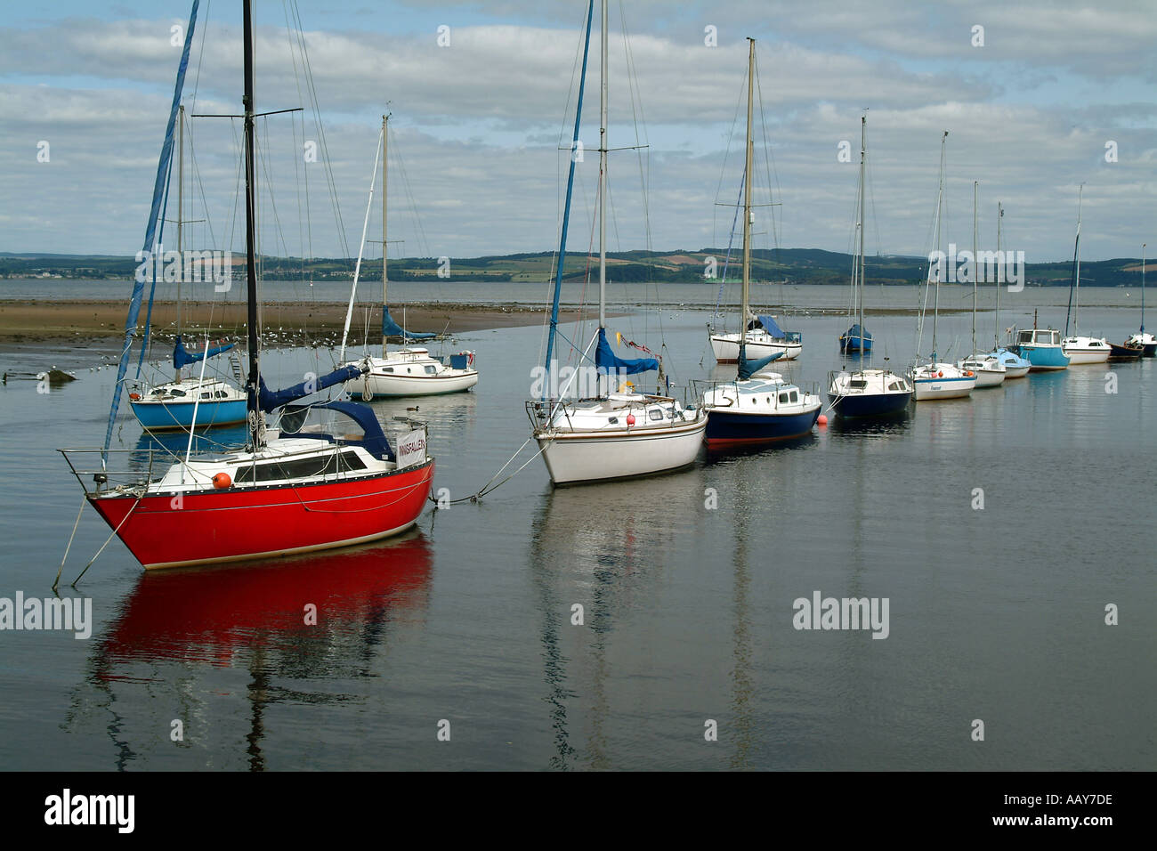 Yachts and pleasure craft on the River Almond Cramond Scotland Stock ...