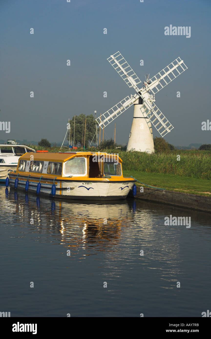 UK England Norfolk Broads river thurne broad windmill Stock Photo - Alamy