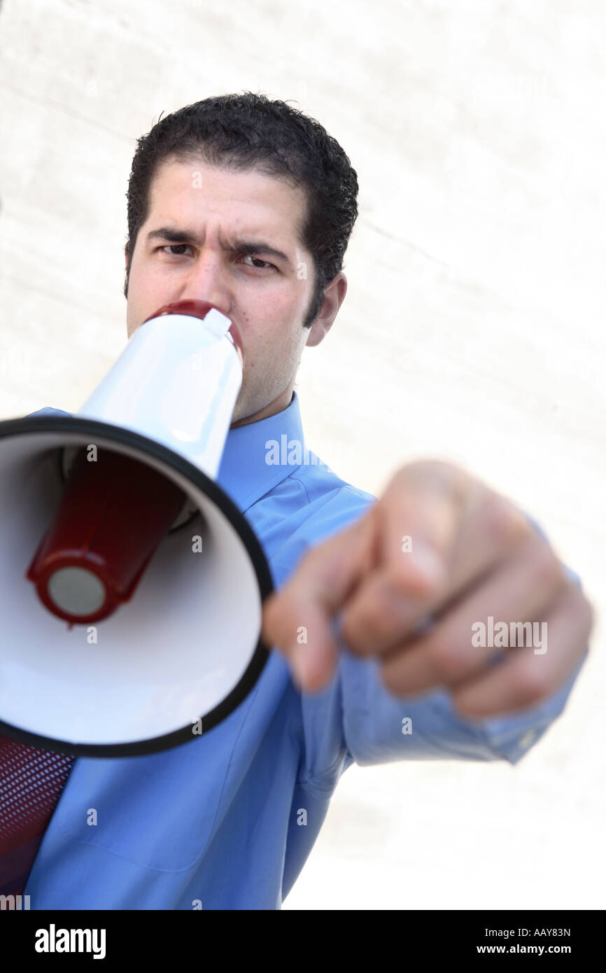 Pointing yelling shout hi-res stock photography and images - Alamy