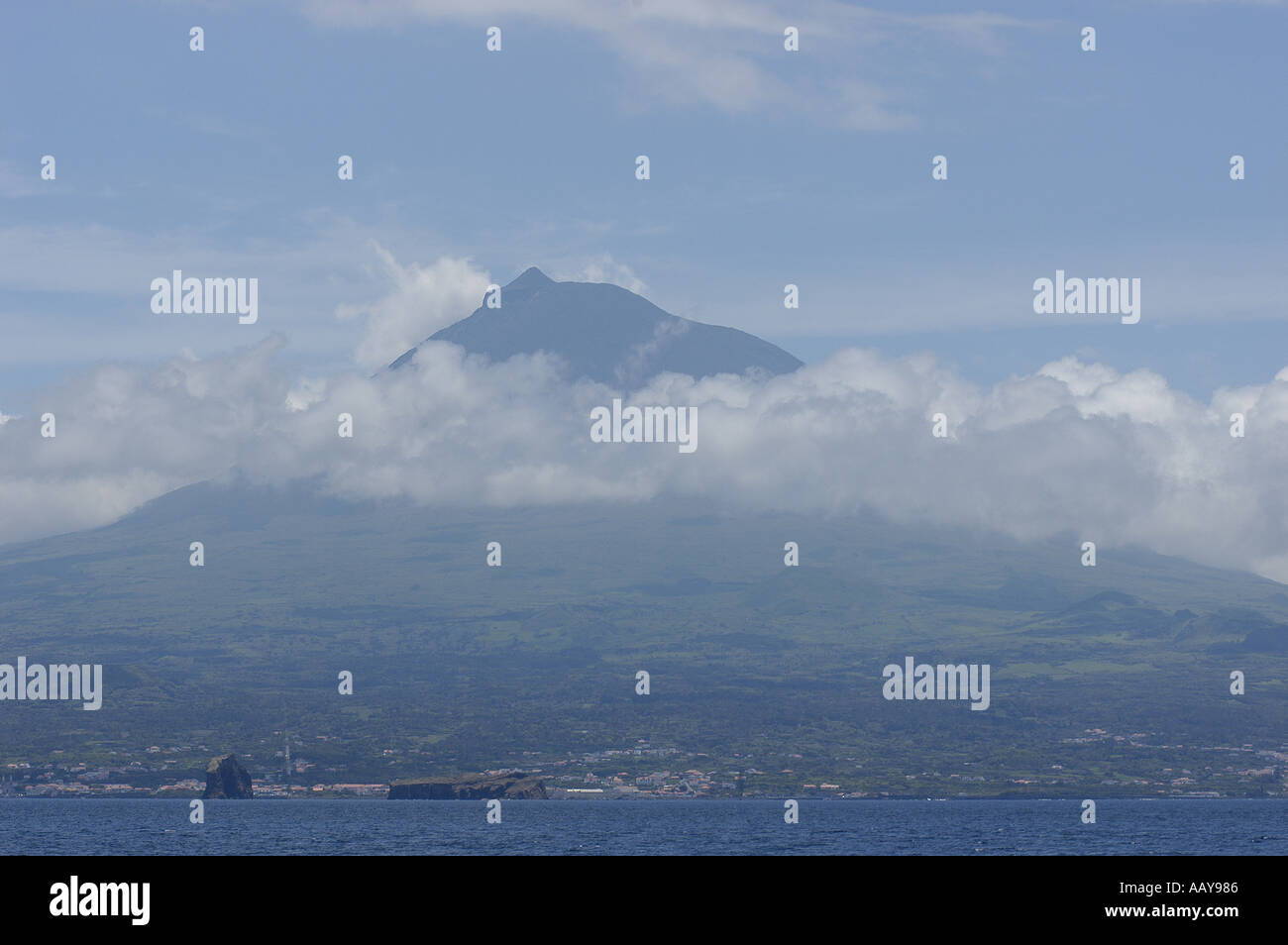 Pico volcano viewd from Faial Island Azores Islands Portugal North ...