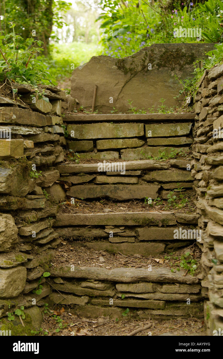Traditional stone and slate ^steps, Cornwall Stock Photo - Alamy