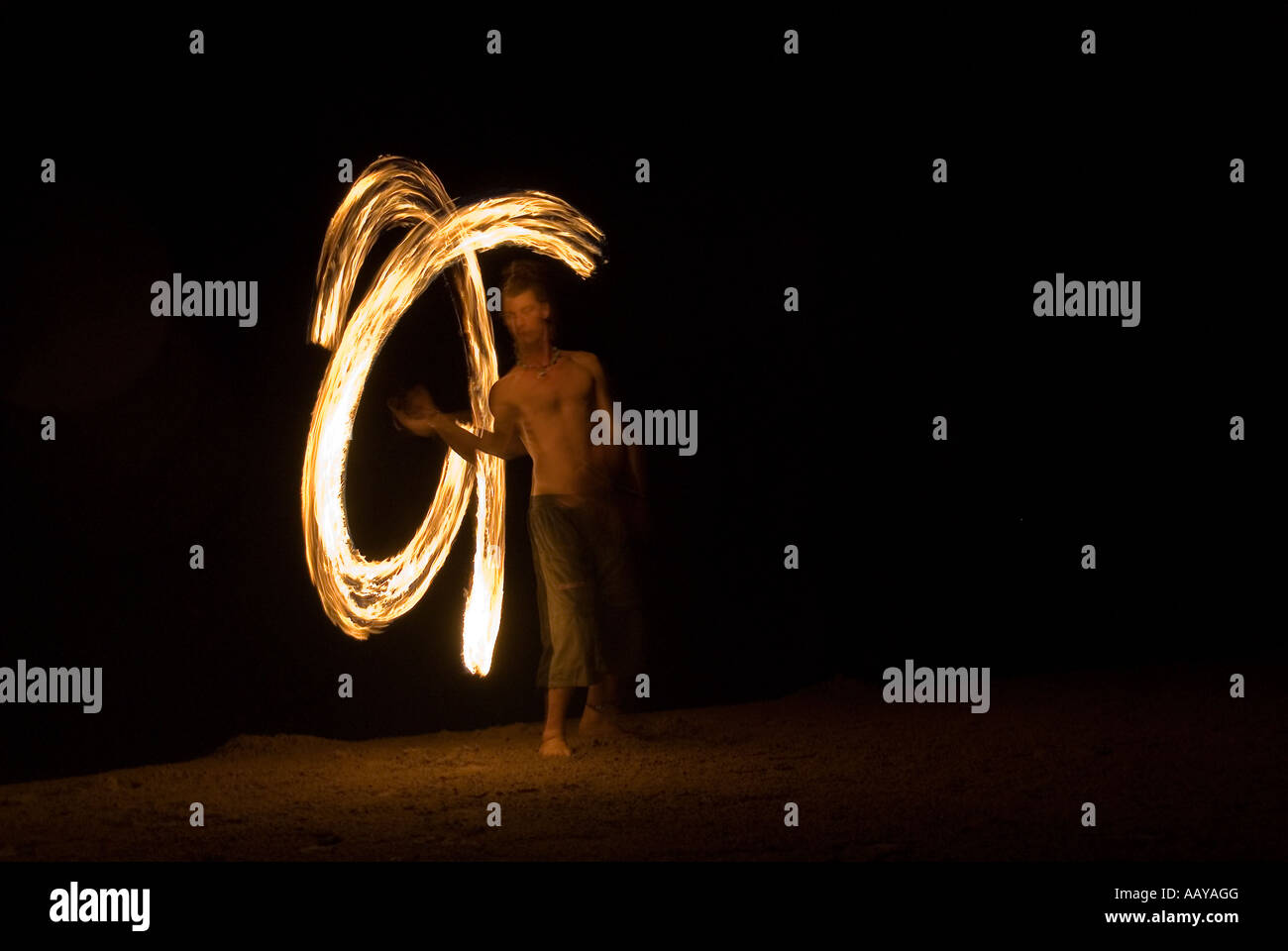 19 04 07 Sabang Palawan Philippines Fire dancing on the beach with fire ...