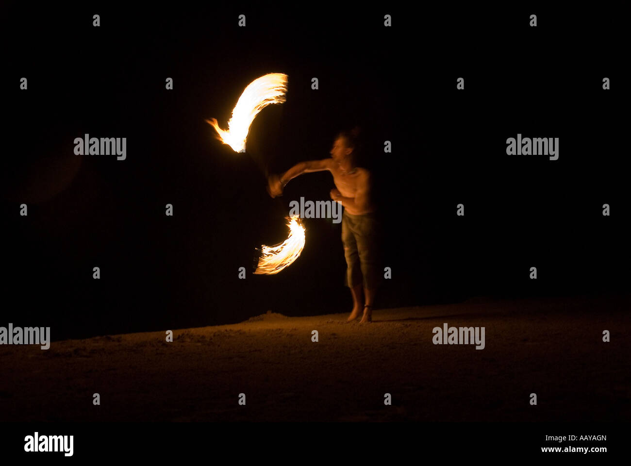 19 04 07 Sabang Palawan Philippines Fire dancing on the beach with fire ...
