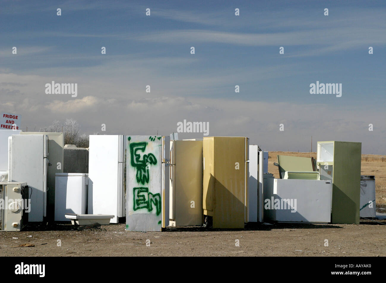GARBAGE; fridge and major appliance graveyard Stock Photo - Alamy