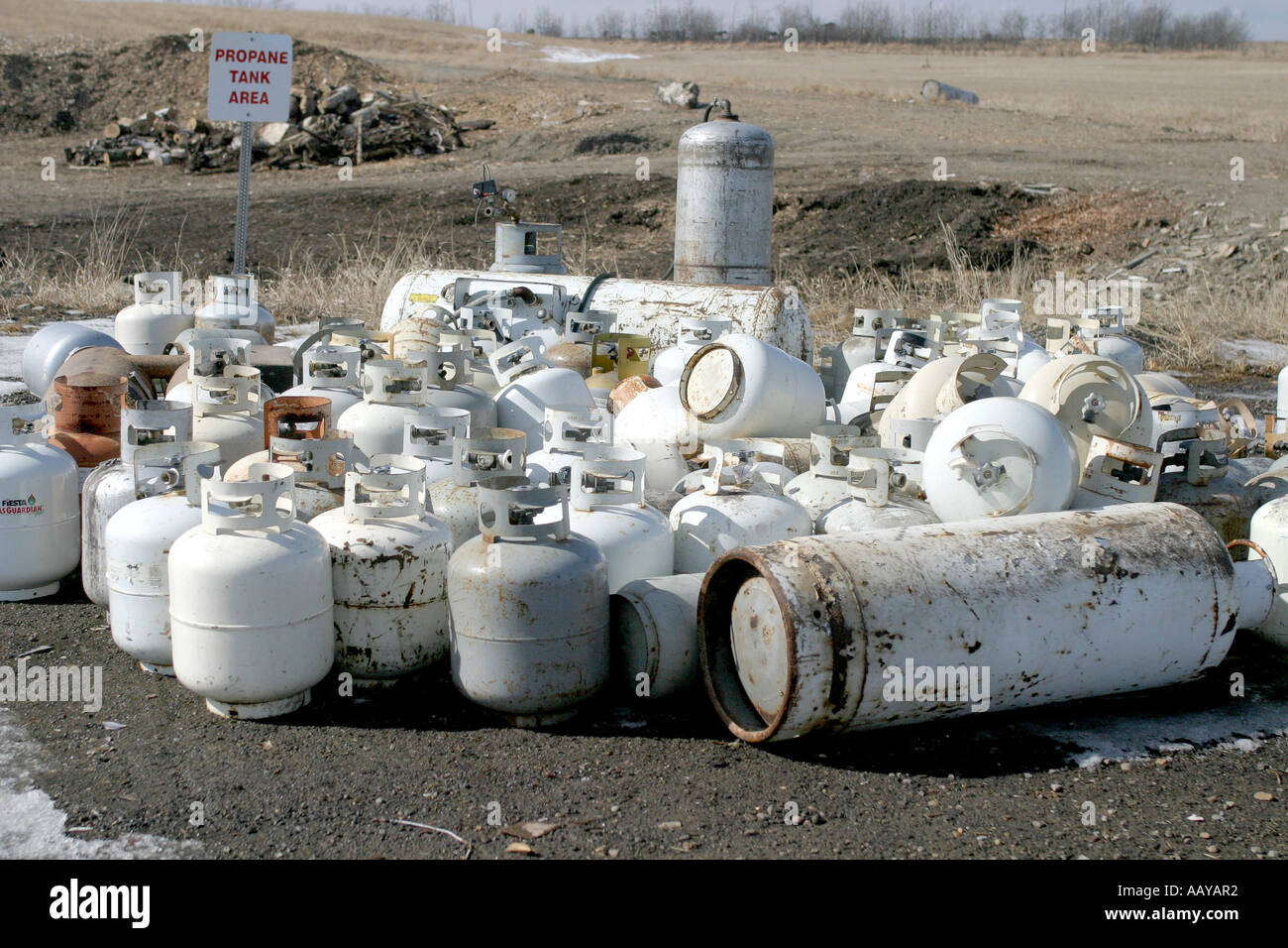 GARBAGE; Propane tank graveyard Stock Photo - Alamy