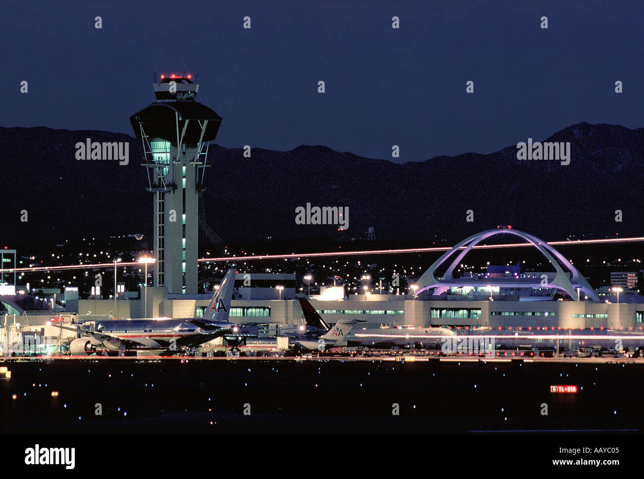 A late evening shot of Los Angeles World Airport or LAX as it is better ...