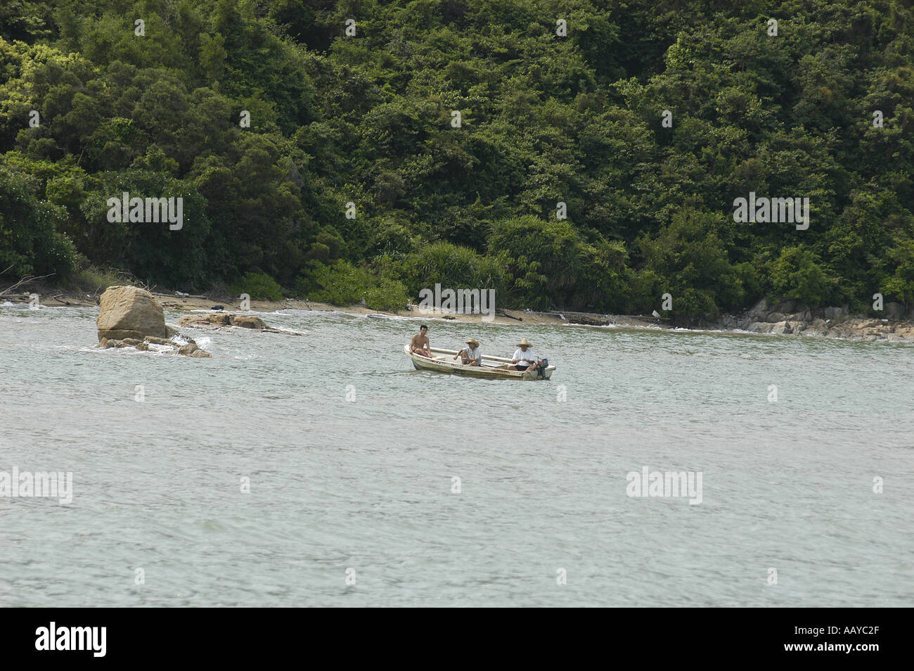 traditional fisherman and fishing boat in Hong Kong China Pacific Ocean ...