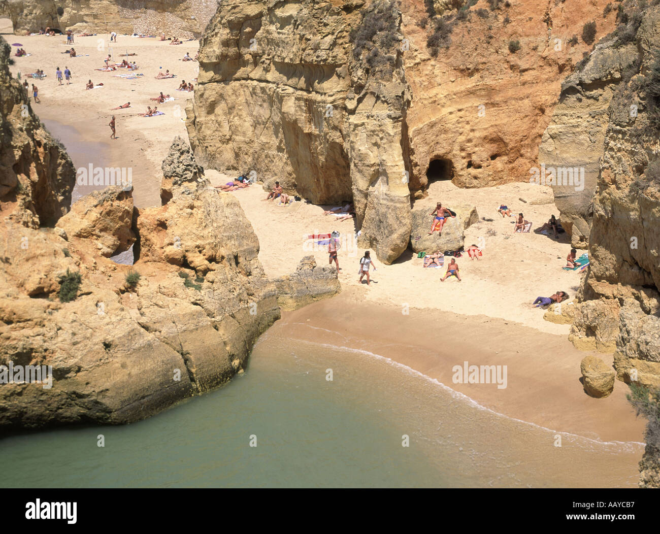 Algarve Praia Da Dona Ana sandy beach shoreline coves along rocky ...