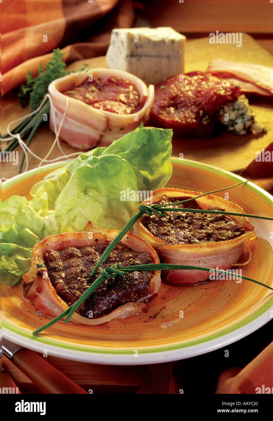 Beef Slices Filled with Herb Cheese Stock Photo - Alamy