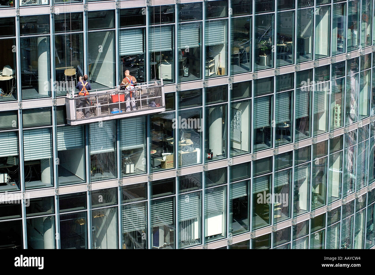 High rise window cleaner DB tower Berlin Stock Photo - Alamy