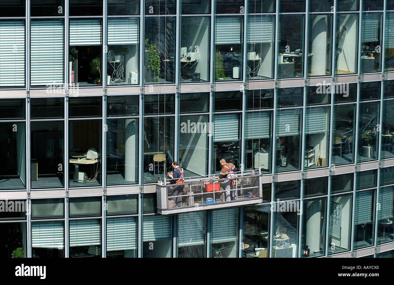 High rise window cleaner DB tower Berlin Stock Photo - Alamy