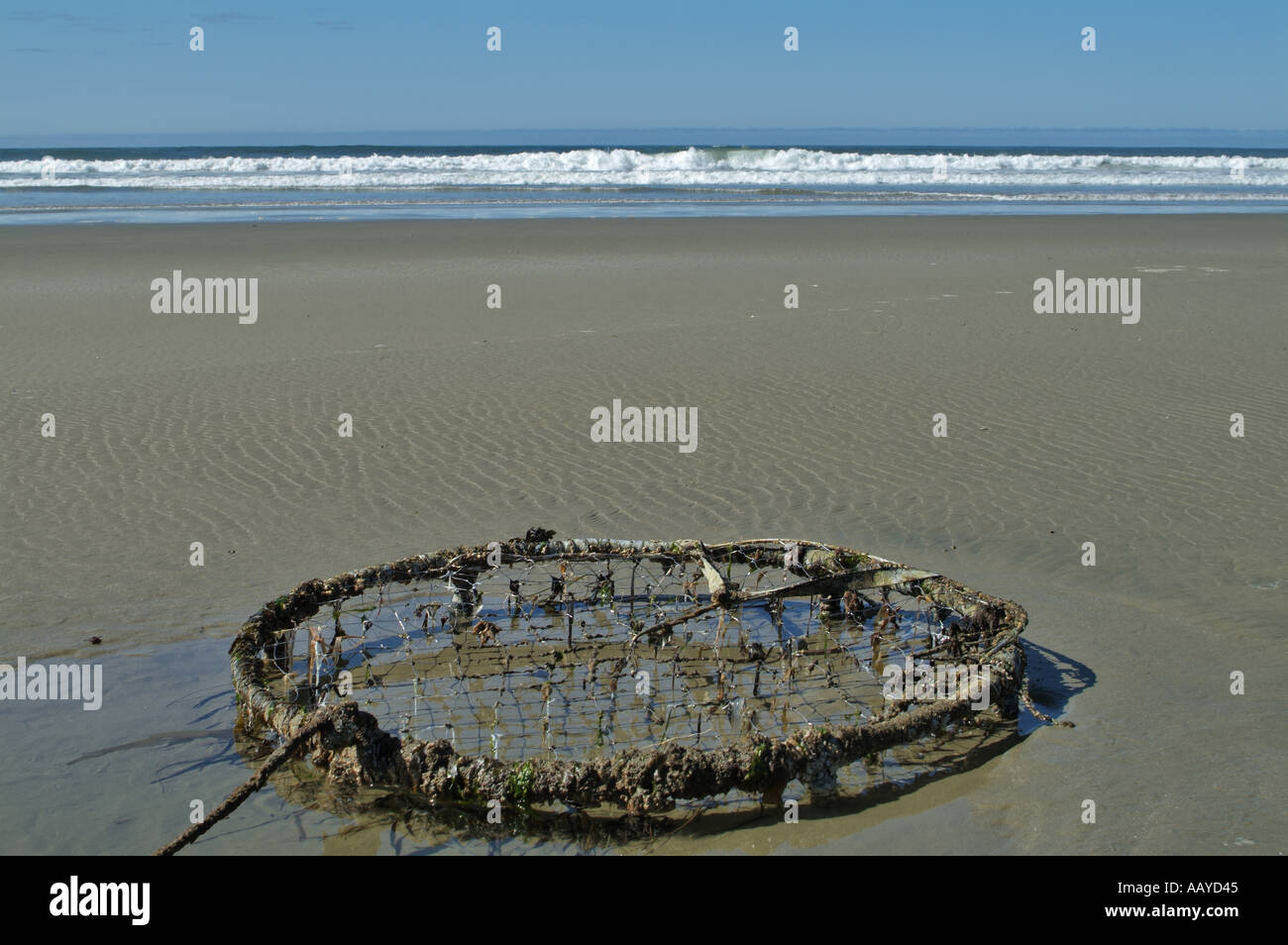Discarded crab trap on beach Long Beach Pacific Rim National Park ...