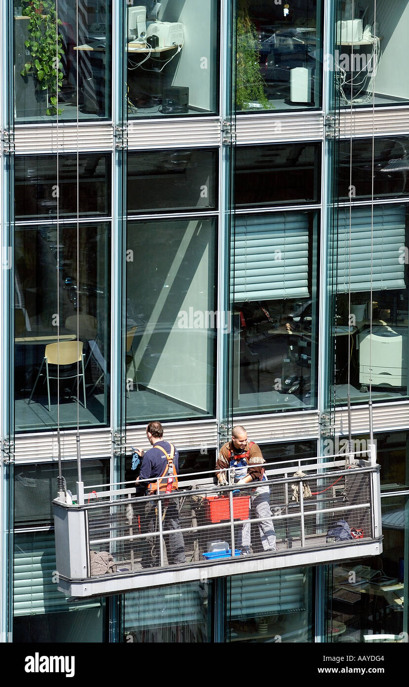 High rise window cleaner DB tower Berlin Stock Photo - Alamy