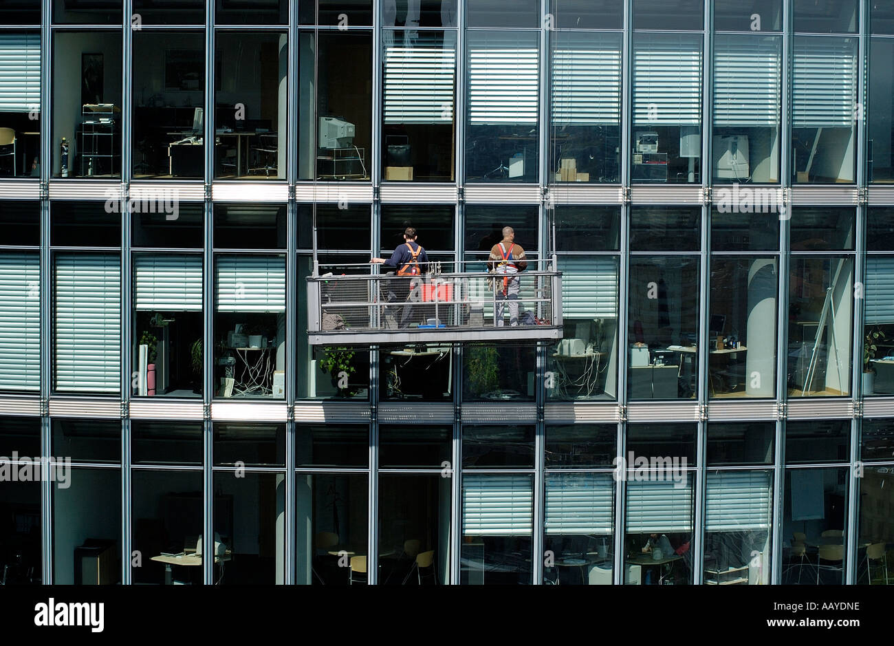 High rise window cleaner DB tower Berlin Stock Photo - Alamy