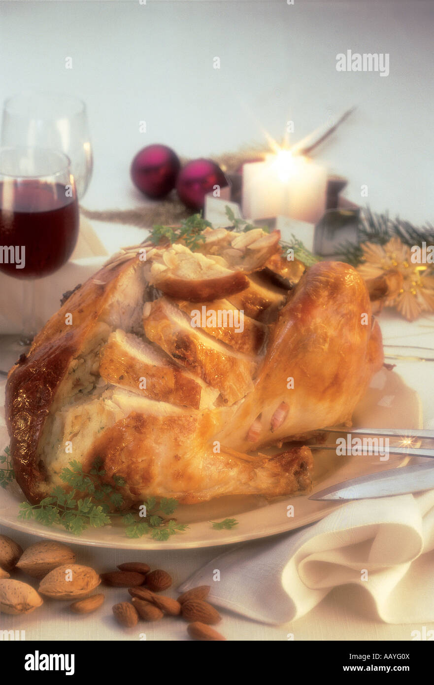 Baked Turkey with Almond Stuffing Stock Photo - Alamy