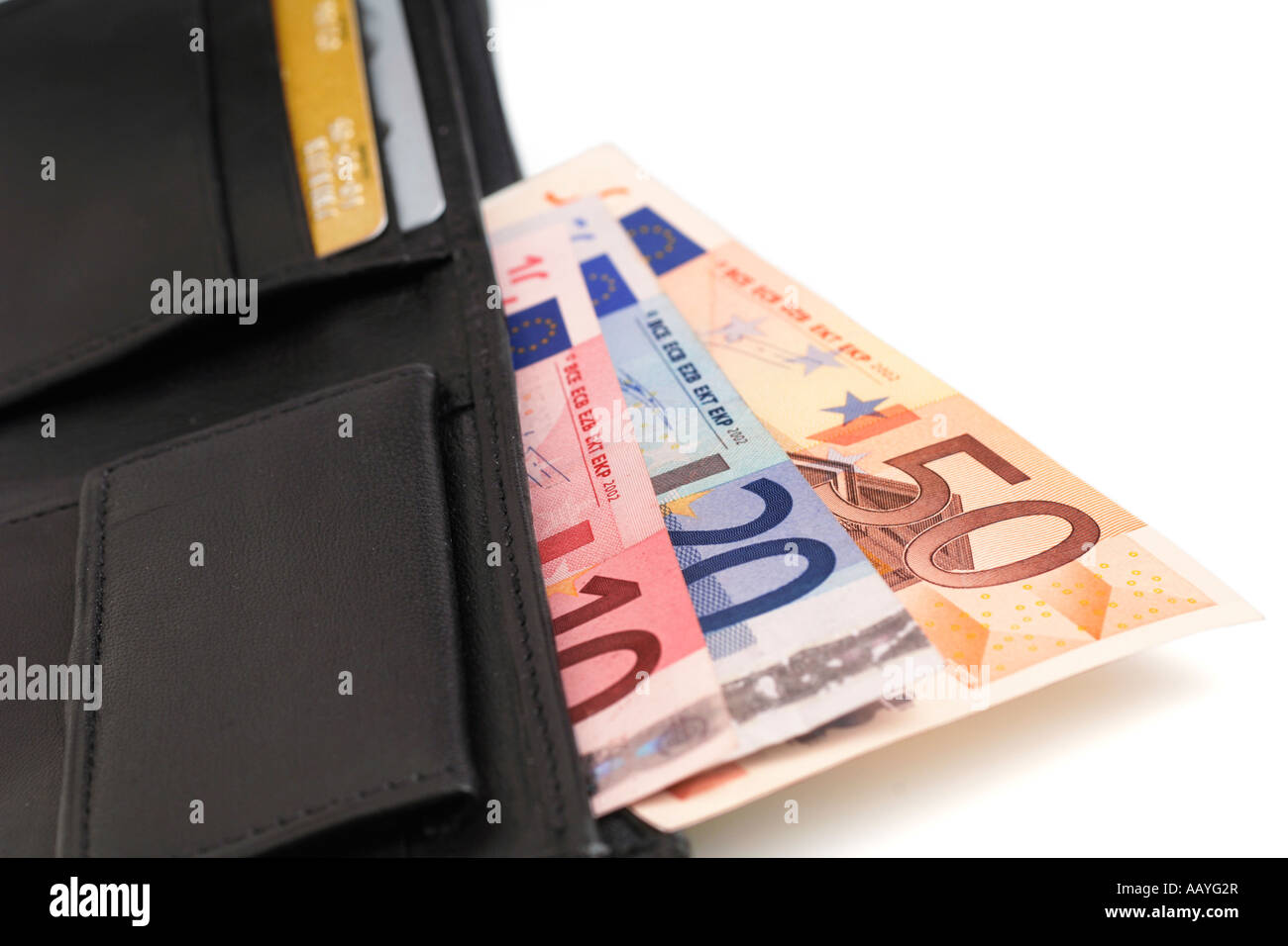 Wallet with euros and credit cards Stock Photo - Alamy