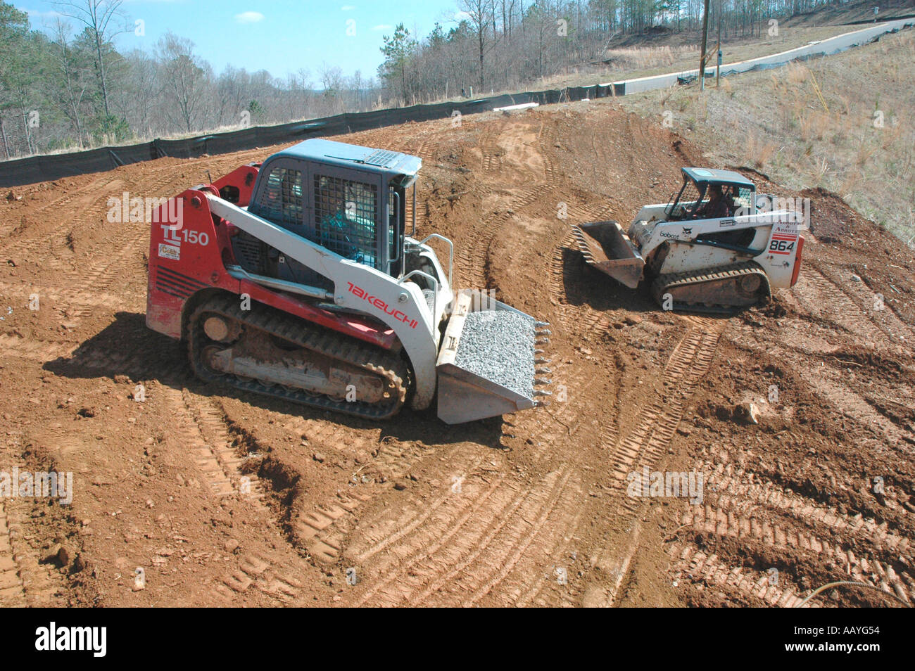 Clearing lots for new house construction tree removing with bobcat ...