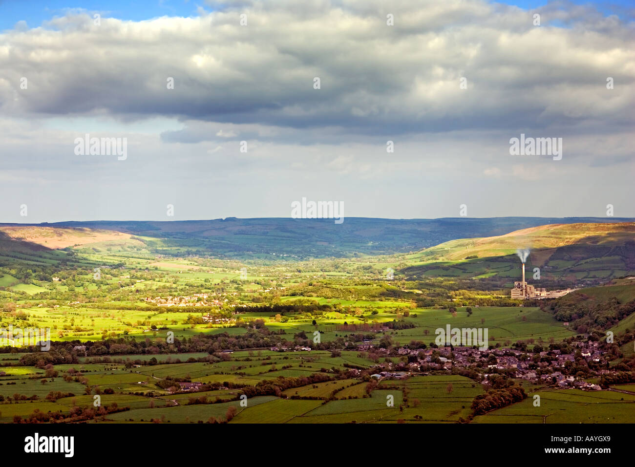 Looking Over The 'Hope Valley' With Castleton And The Cement Factory In ...