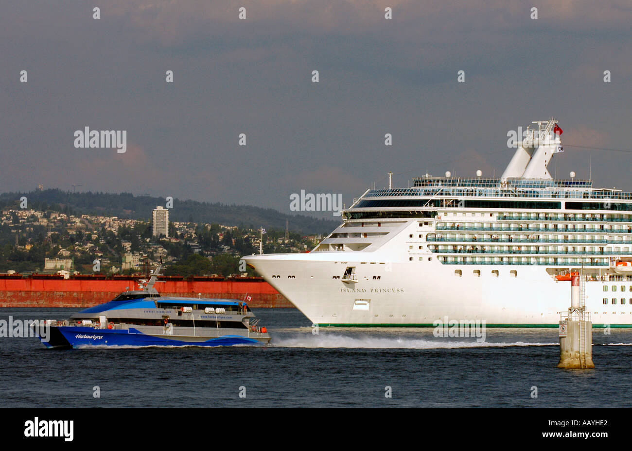 Cruise Ship and passenger ferry in Vancouver Canada Stock Photo - Alamy