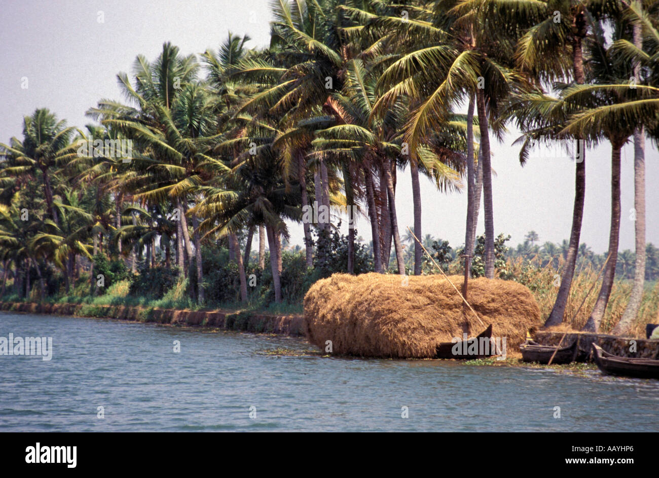 Overloaded boat in the Keralan backwaters Stock Photo - Alamy