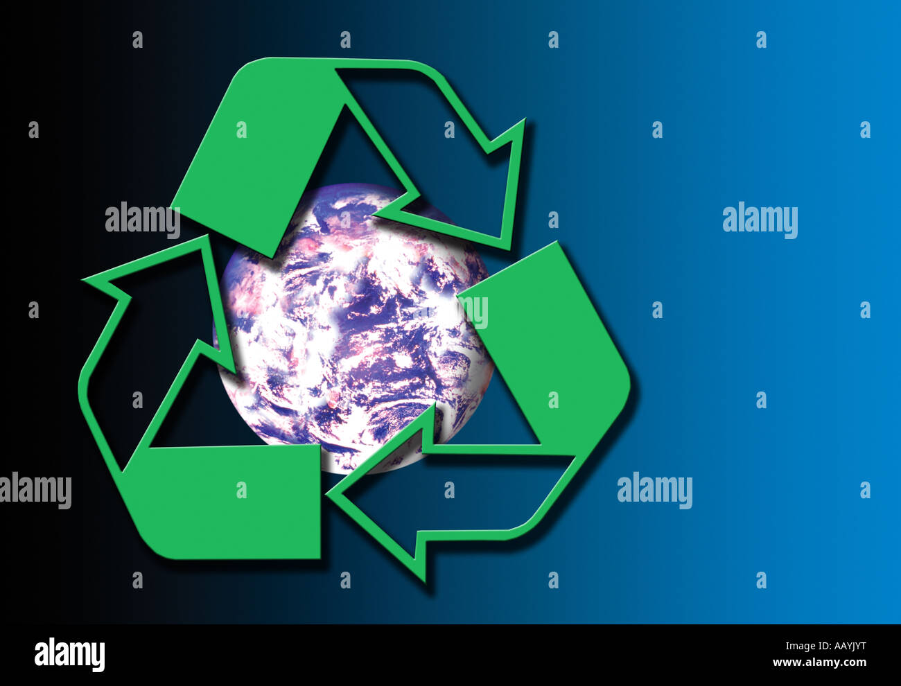 Planet Earth with green recycling symbol Stock Photo - Alamy