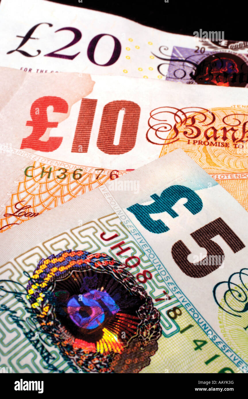 UK Pound Sterling banknote currency Stock Photo - Alamy