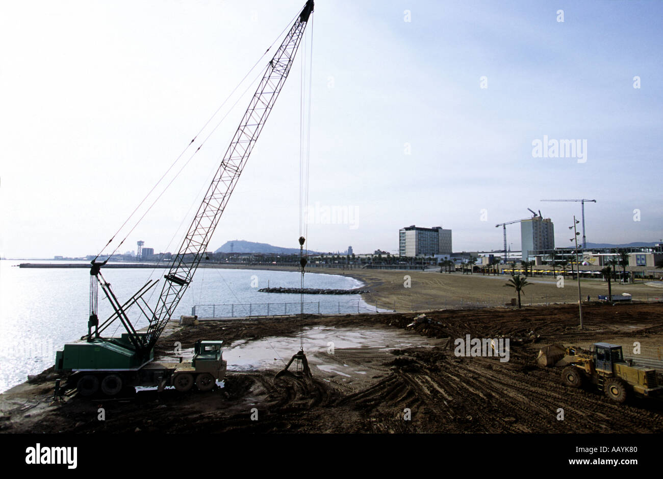 Building work on the beach in Barcelona for the 1992 Olympic Summer ...