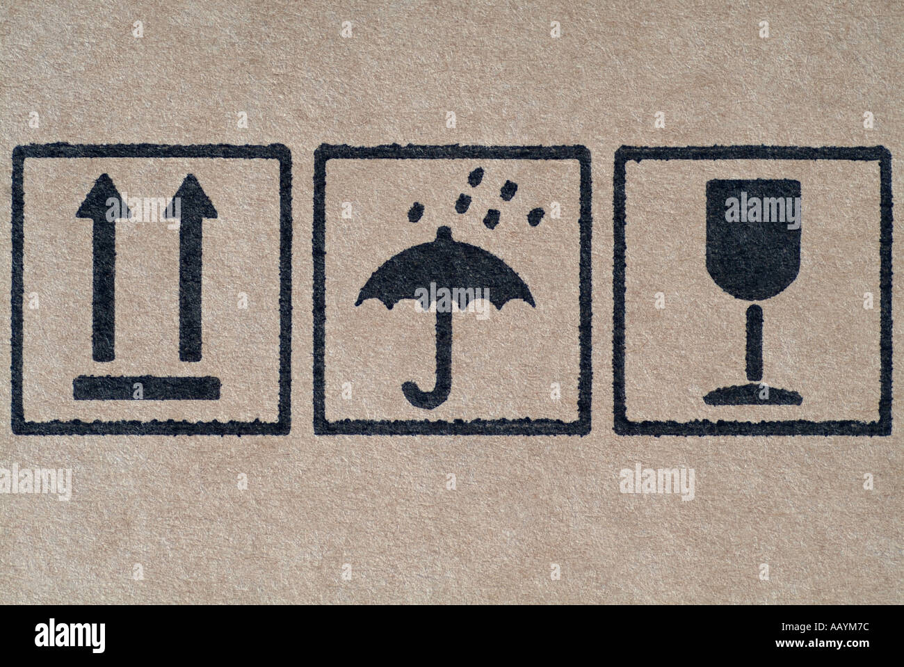 Handling Instructions on the Side of a Cardboard Box Stock Photo - Alamy