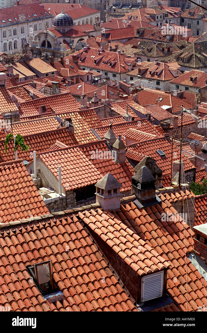 The terracotta tiles on the roof tops of the old houses and buildings ...