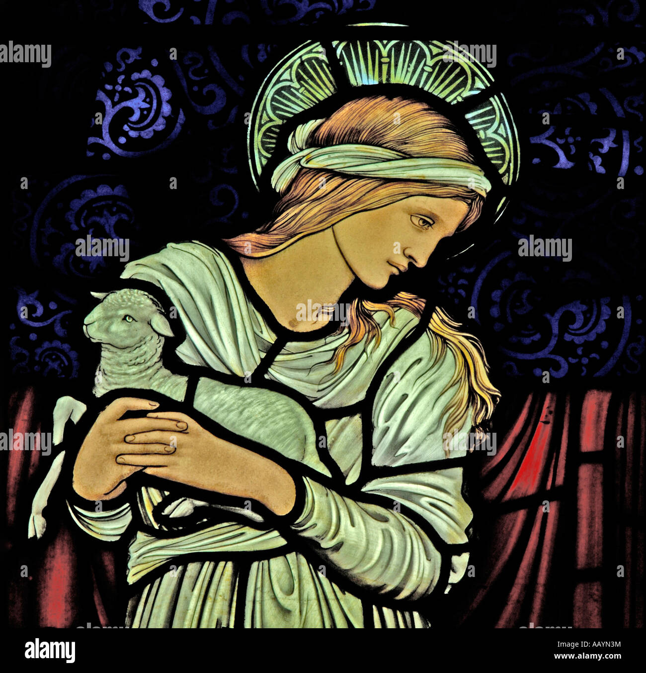 Saint Agnes with a lamb (detail) , North window , Church of Saint Paul ...