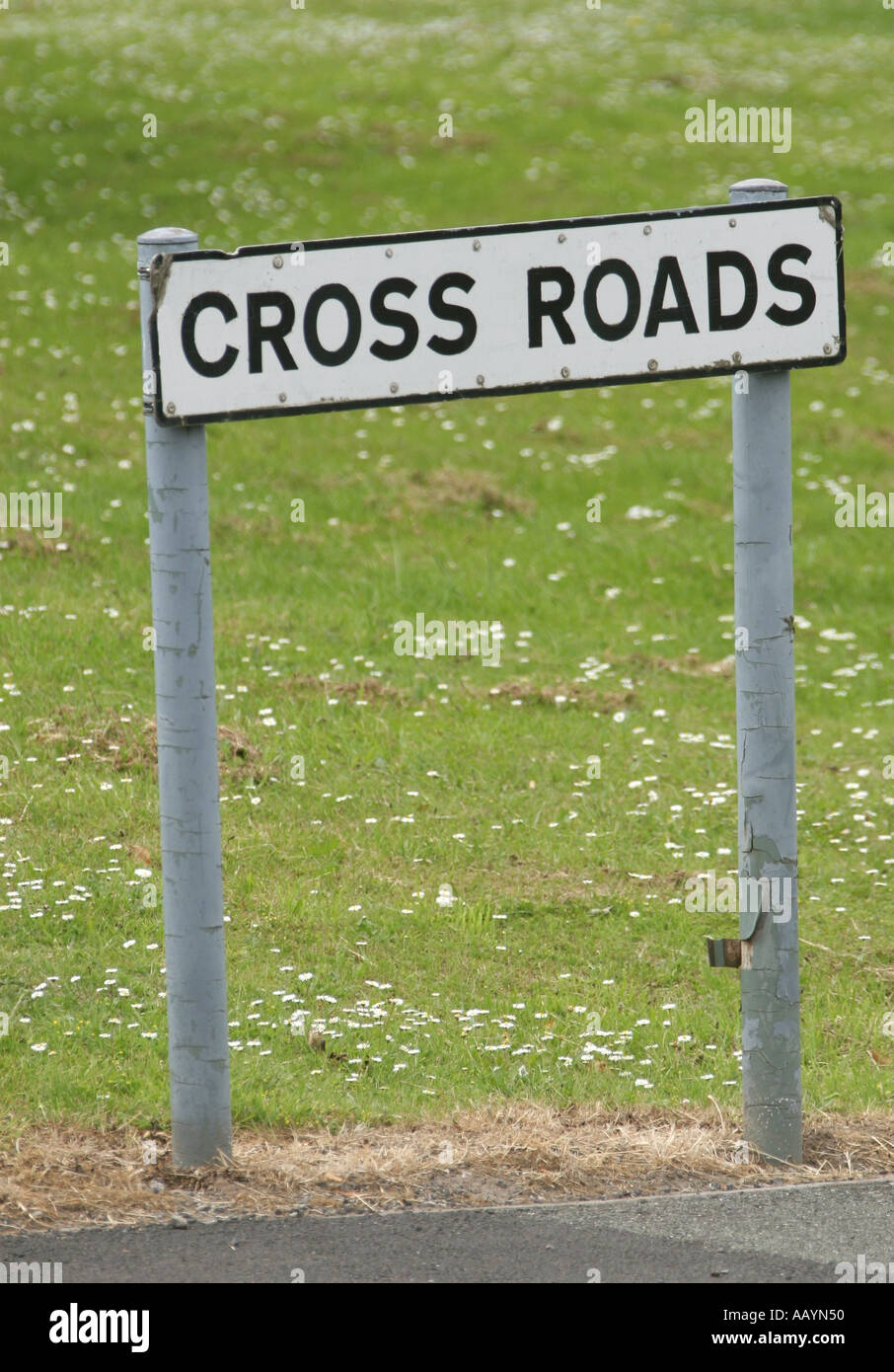 Cross Roads street sign Wales UK 2005 Stock Photo - Alamy
