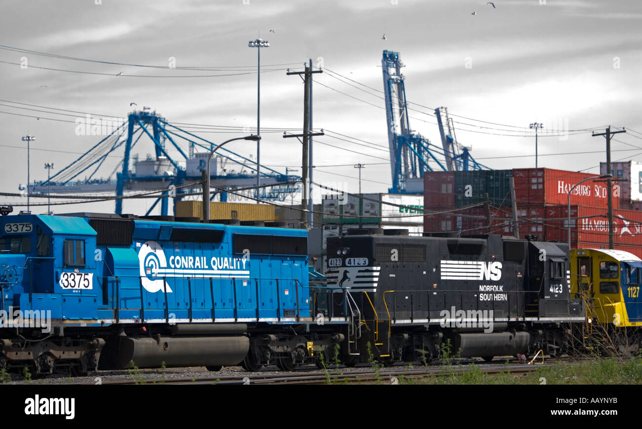 Locomotive in a train yard Stock Photo - Alamy