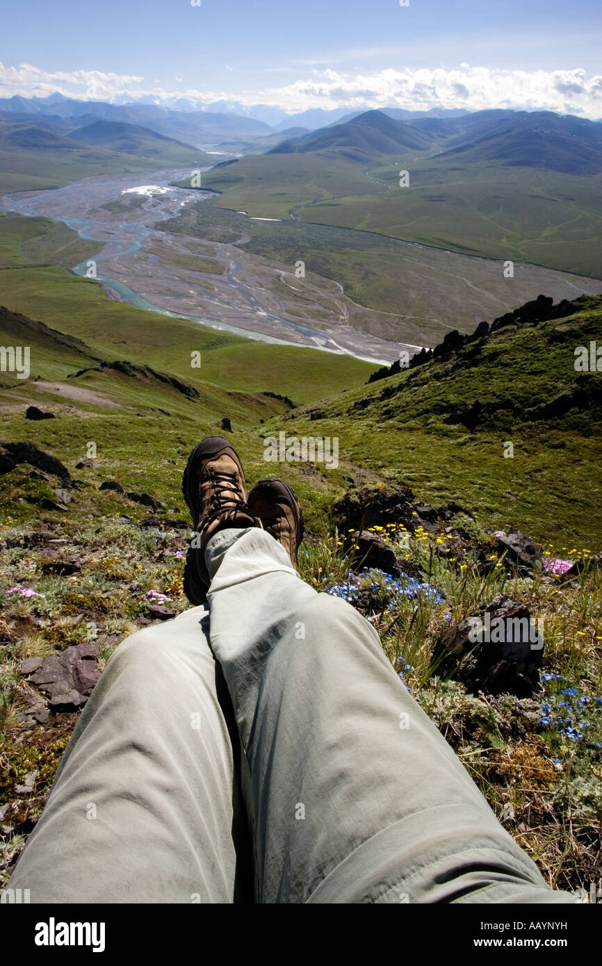 Hiker Enjoys the View, Arctic Refuge landscape Stock Photo - Alamy