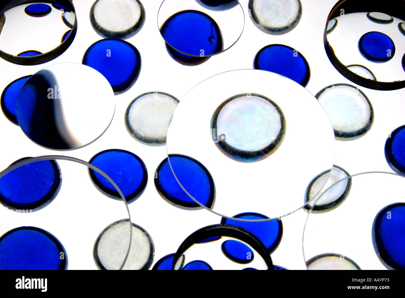 abstract shot of blue glass beads and lenses Stock Photo - Alamy