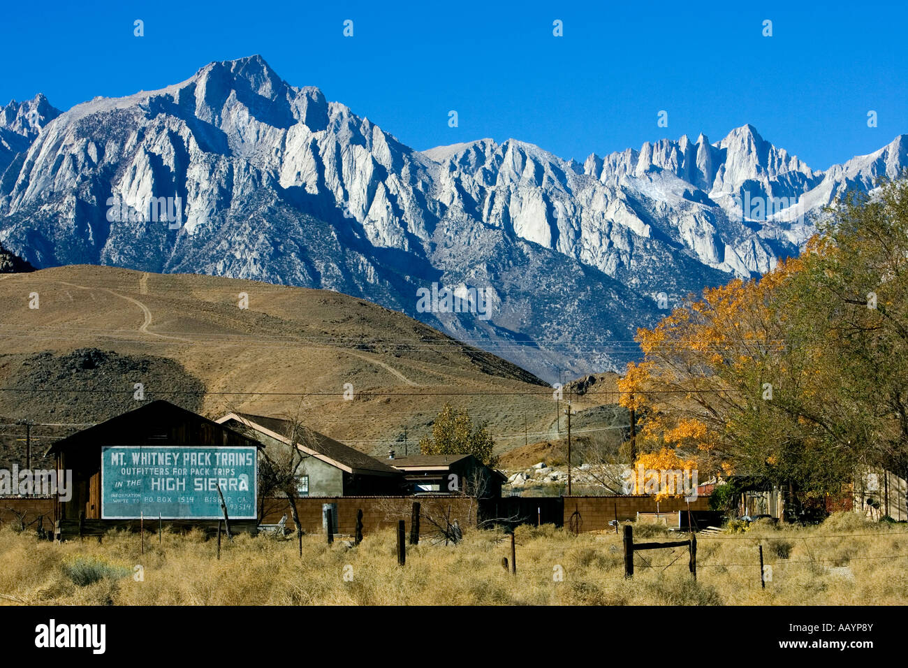 Mount Whitney Morning View from Lone Pine Stock Photo - Alamy