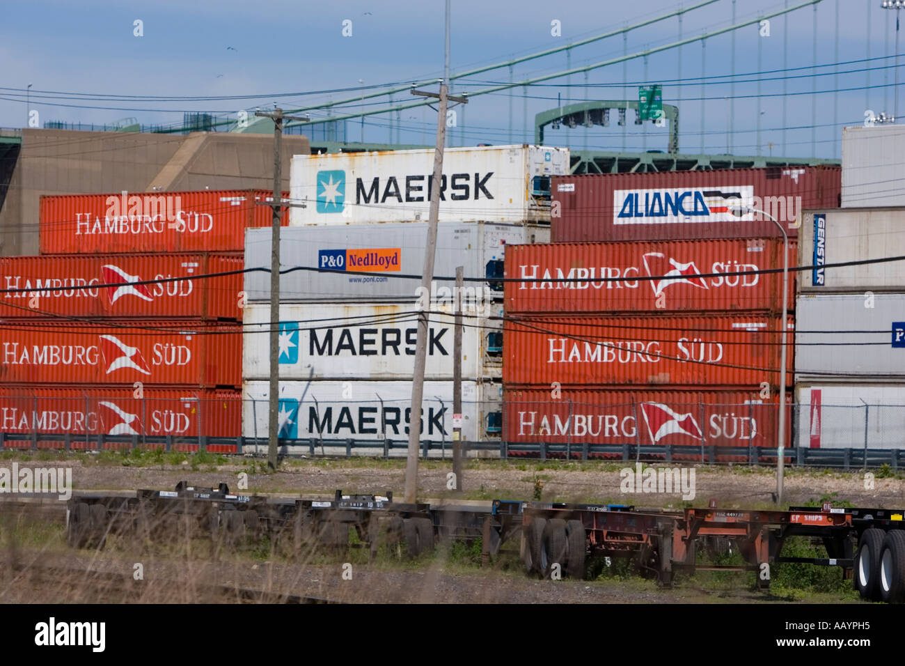 Freight containers in a cargo area Stock Photo - Alamy