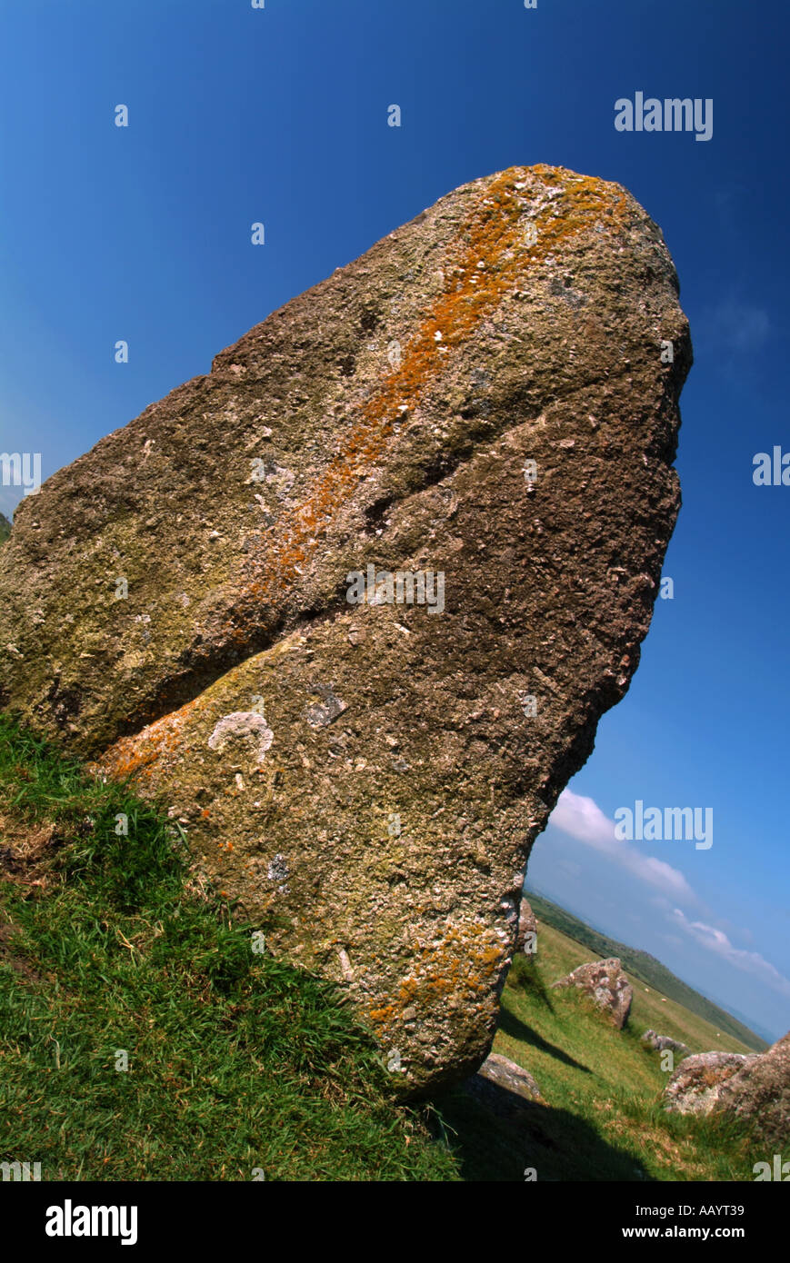 Angled view of Merrivale stone row Dartmoor Devon UK Stock Photo - Alamy