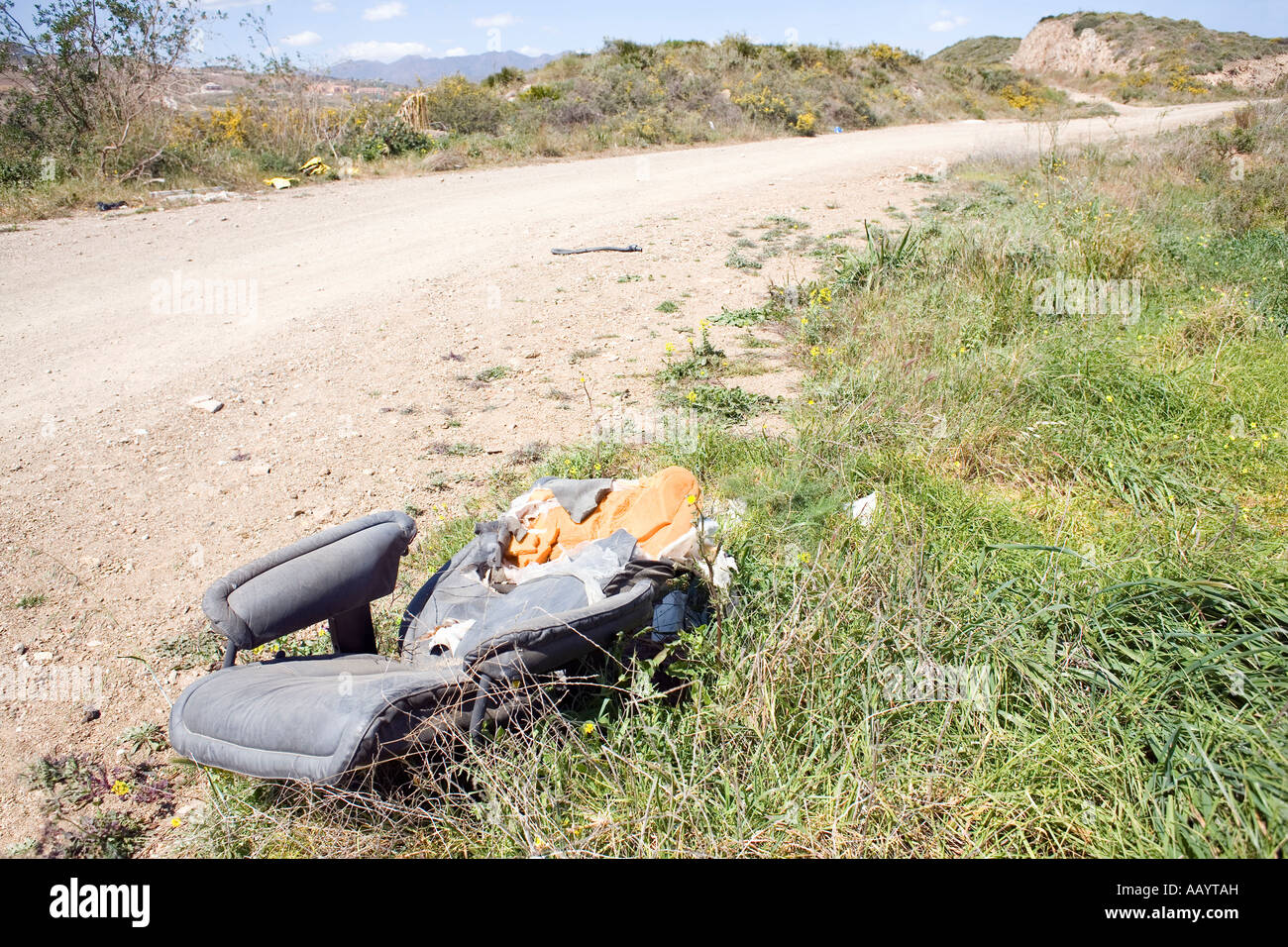 Old Car Seat Dumped In The Spanish Countryside Stock Photo Alamy old-car-seat-dumped-in-the-spanish-countryside-stock-photo-alamy