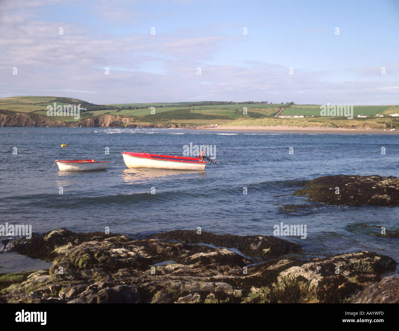 Boats Parrog Beach Pembrokeshire West Wales Stock Photo - Alamy