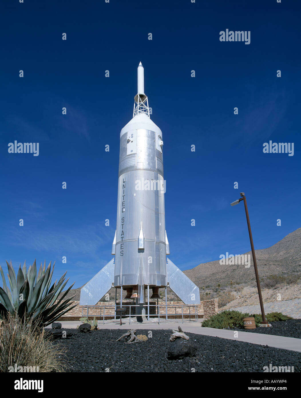 large space missile standing upright at a museum in New Mexico Stock ...