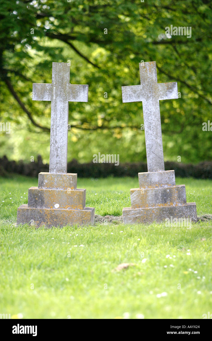 Two graves in a churchyard Stock Photo - Alamy