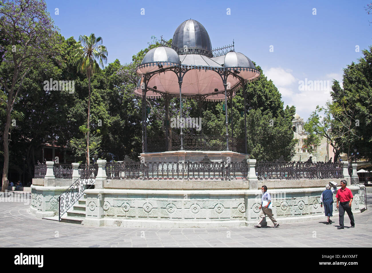 Ornate bandstand in the Zocalo, main town square, Oaxaca, Oaxaca State ...