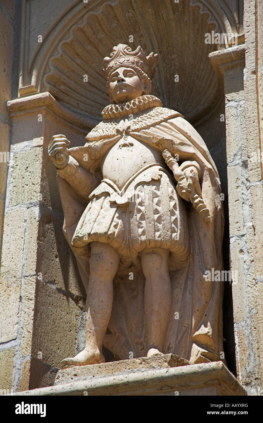 Statue and wall detail, Basilica de Nuestra Senora de la Soledad ...