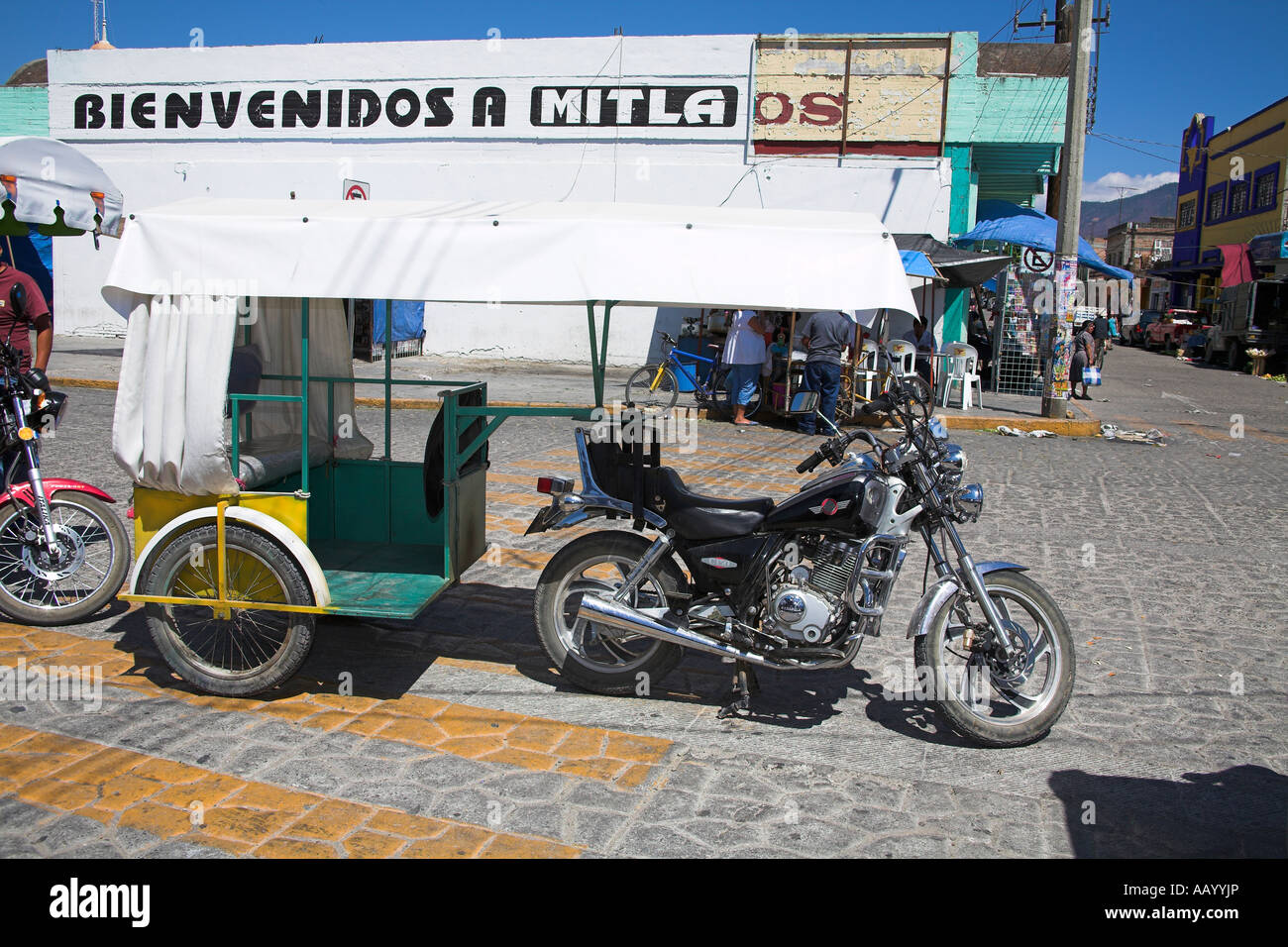 Carabela motorbike taxi at roadside, San Pablo Villa de Mitla, Mitla ...