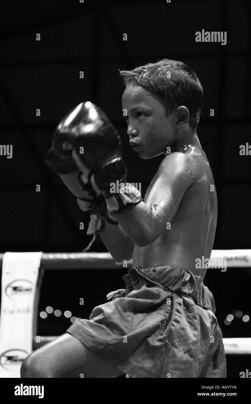 "Eleven year old boy Thai boxing in Bangkok, South East Asia Stock ...